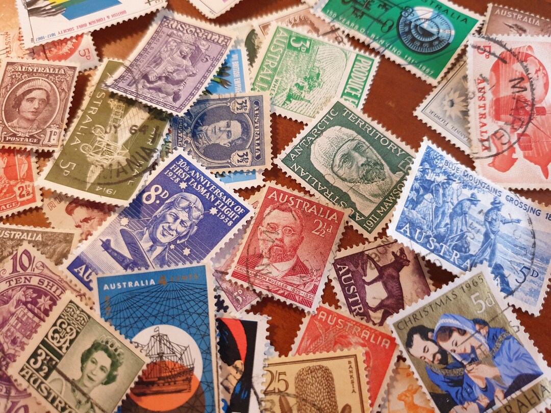 Vintage Australian Postage Stamps Used With Post Marks for Art Craft ...