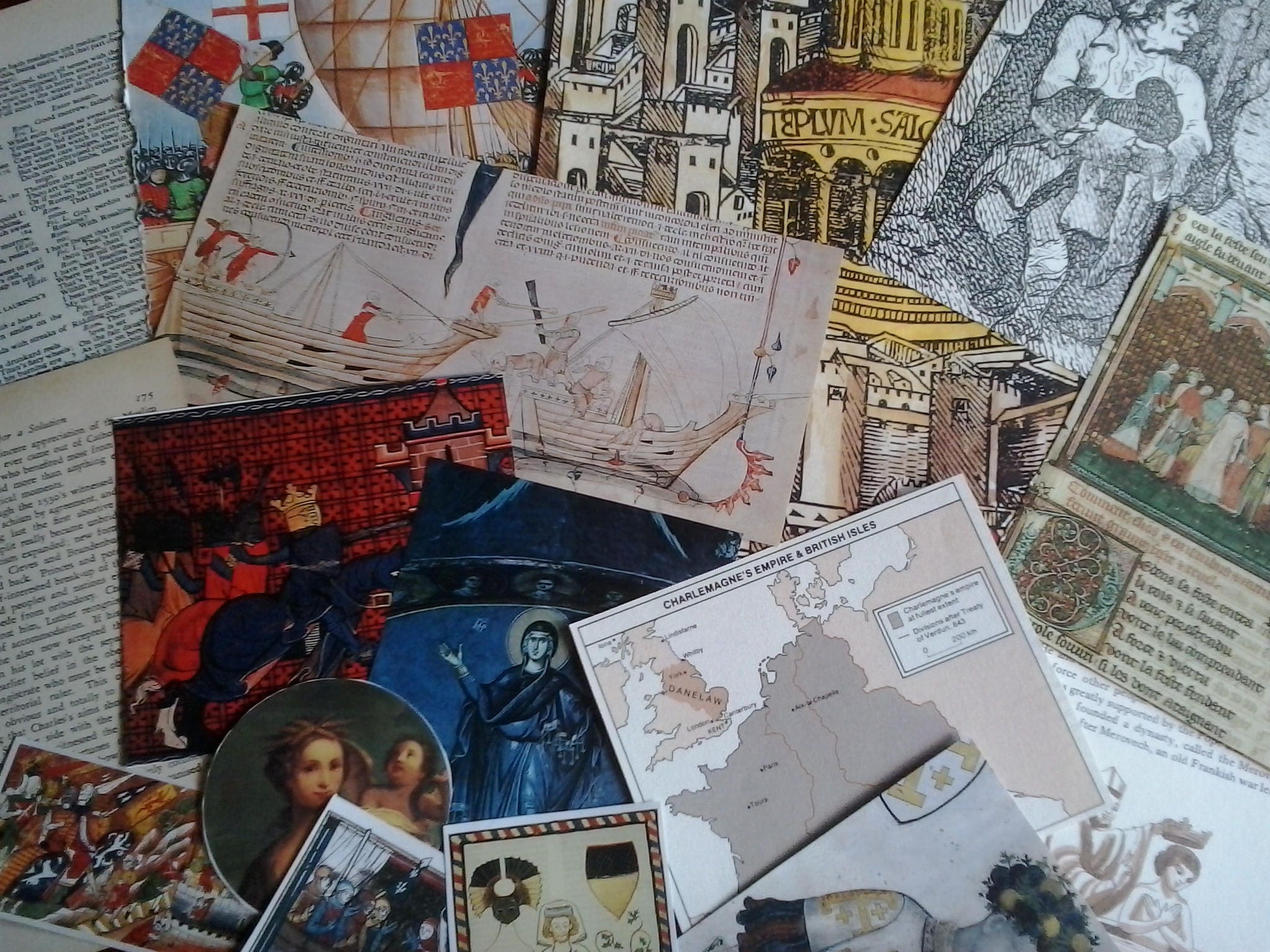 Vintage Paper Pages Text Images From Old Books With Medieval Era Middle ...