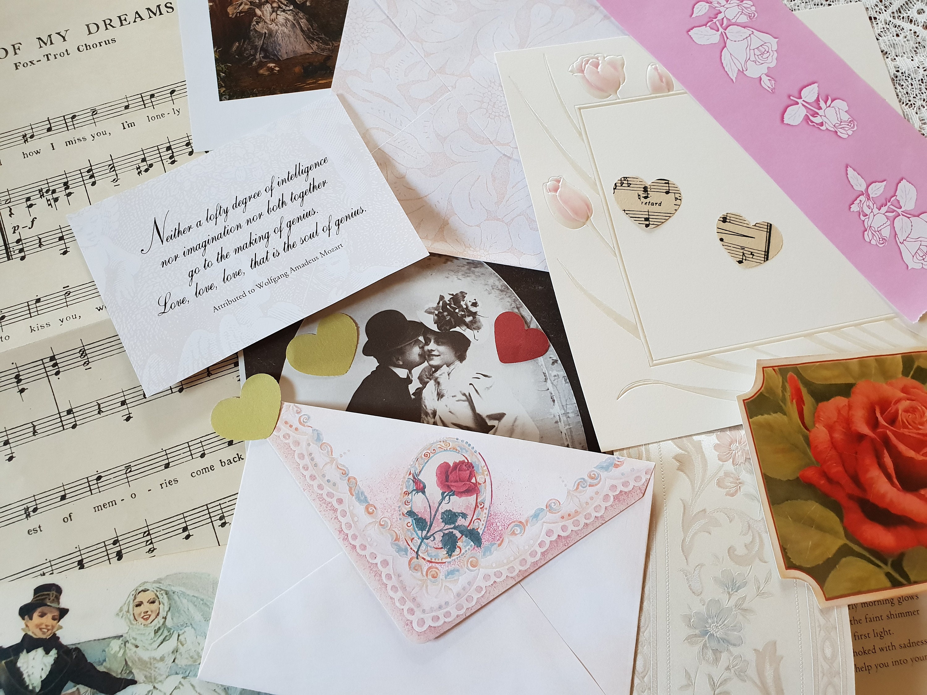 Vintage paper love romance wedding engagement valentines theme | Etsy