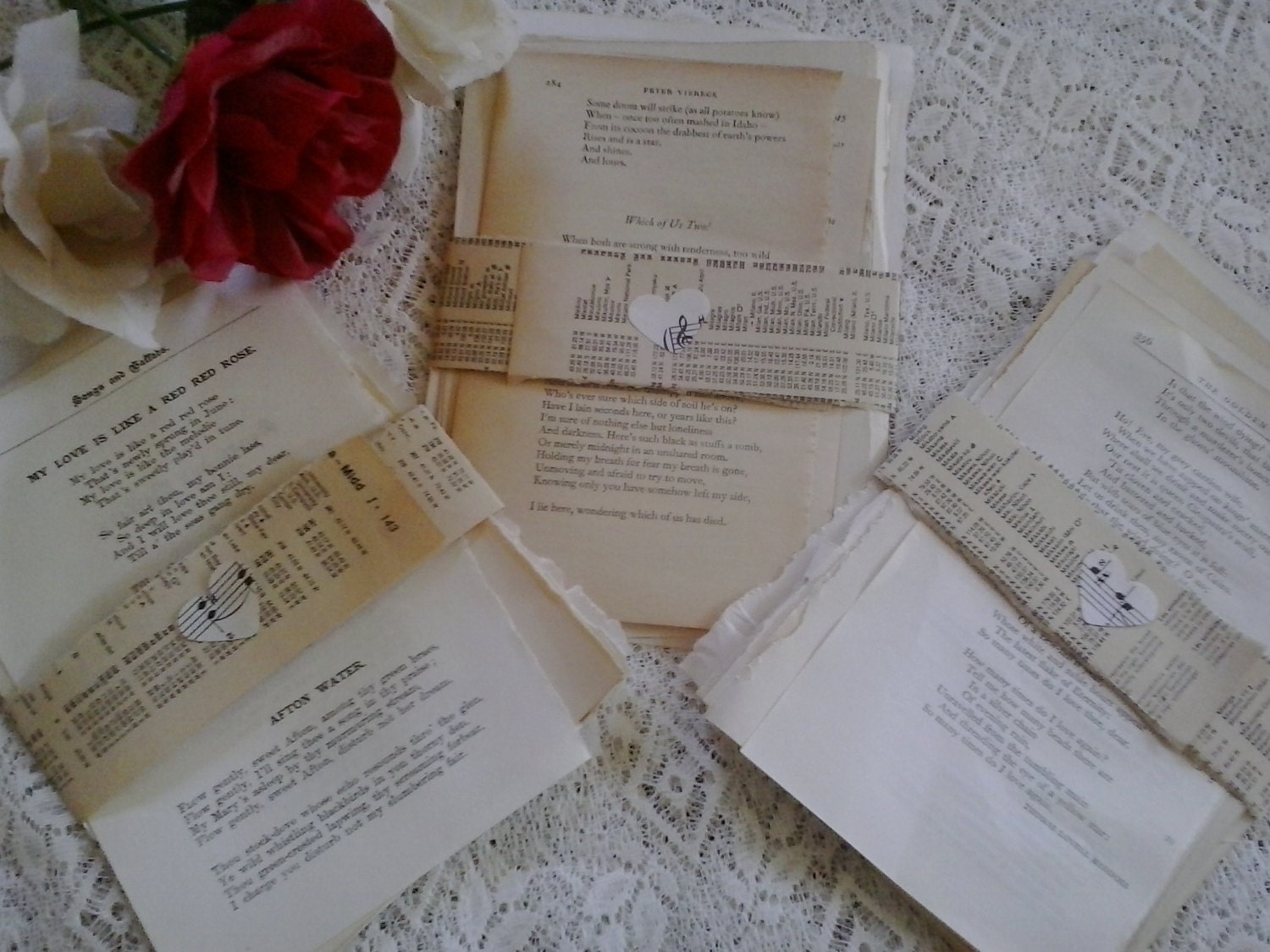 Vintage Paper Love Poems Romance Poetry on Pages From Old Books for ...