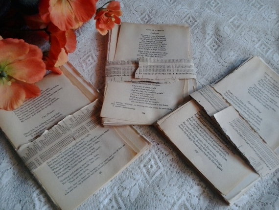 Vintage Antique Paper Poetry Poems Verse Pages From Old Books | Etsy ...