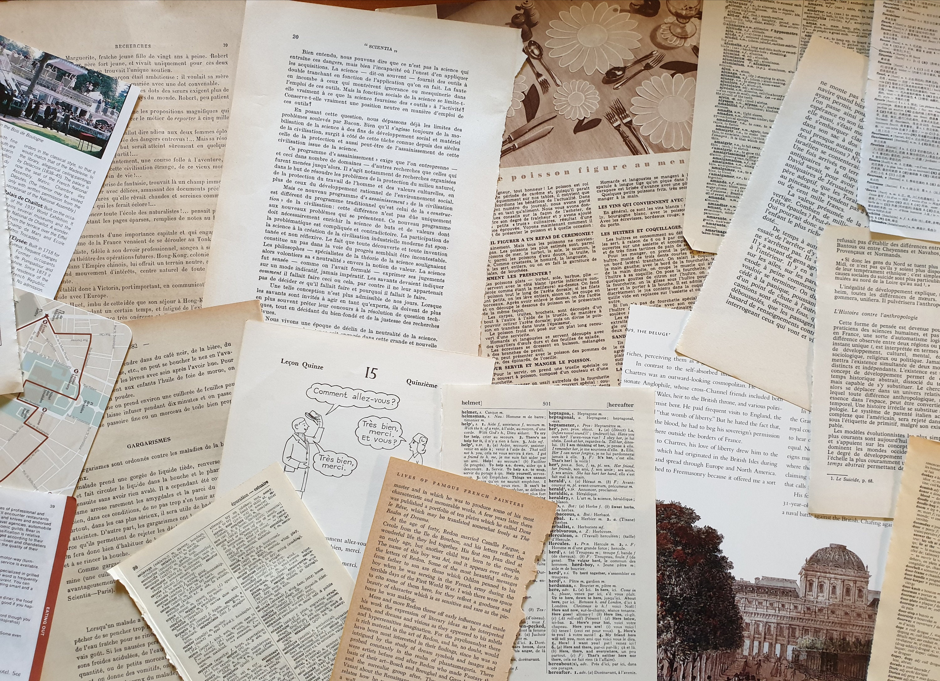 Vintage Paper French France Theme Text Images From Old Books & - Etsy