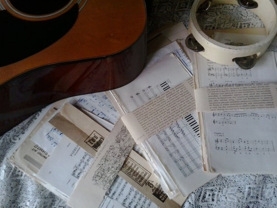 Vintage paper musical theme pages from old sheet music hymn | Etsy