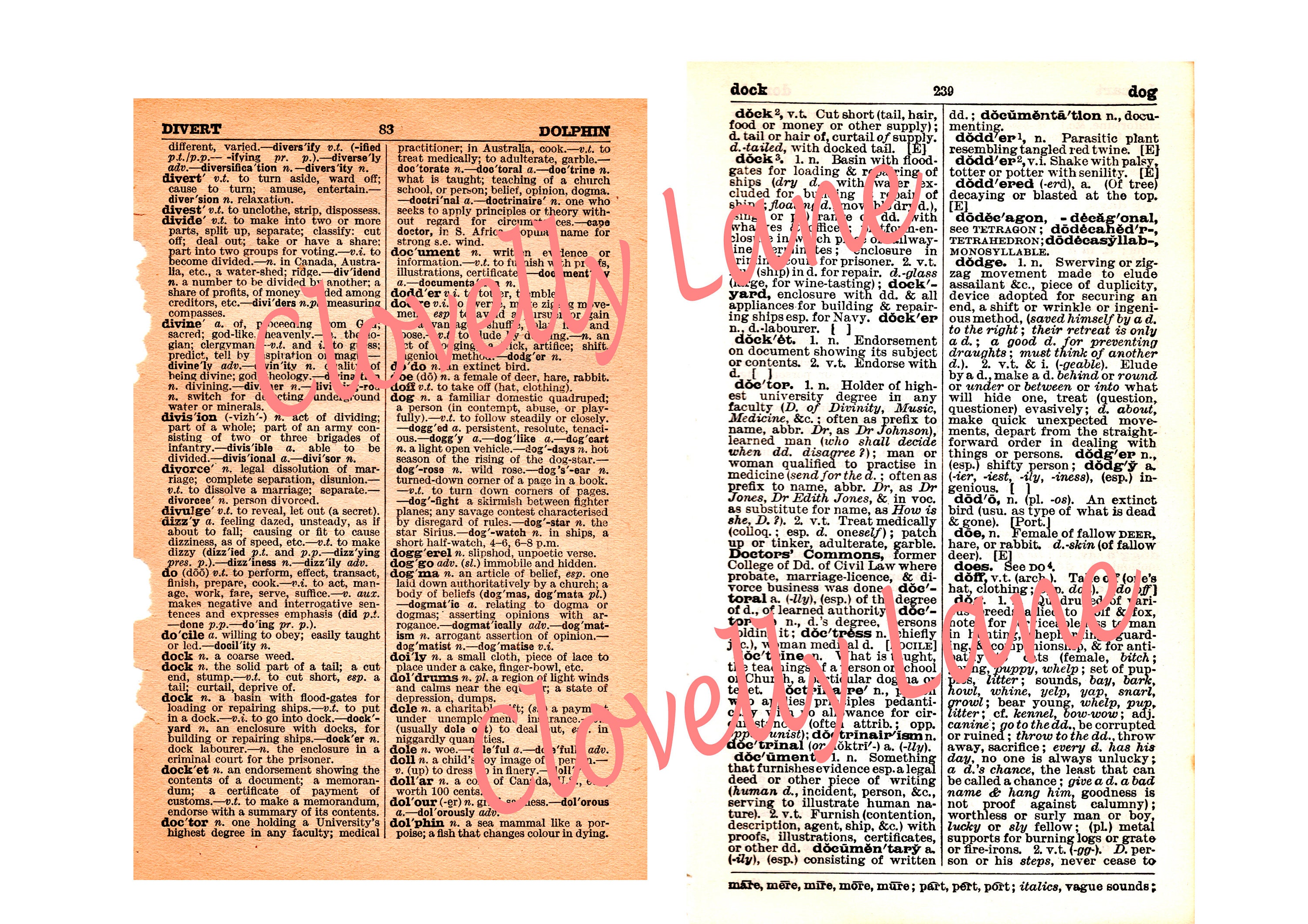 Visual Arts Craft Supplies & Tools Collage Dogs vintage dictionary ...