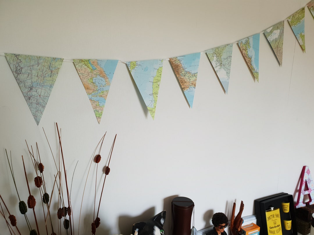 Bunting Made From Vintage Atlas Pages Maps Wall Decor Decoration for ...