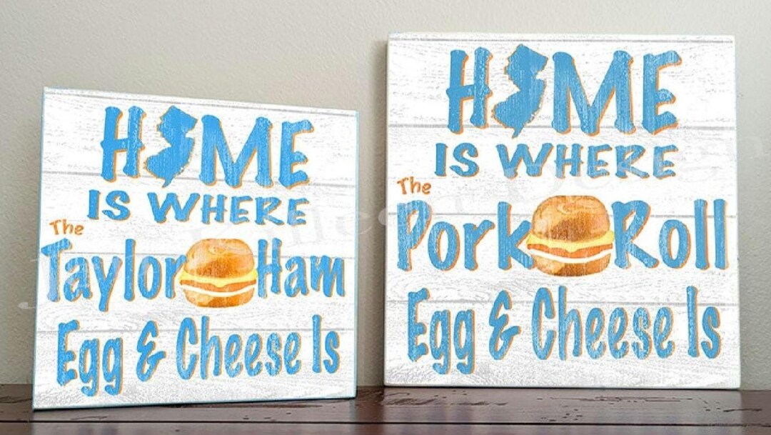 NJ Pork Roll Sign: New Jersey Home Decor, Taylor Ham Art - Etsy