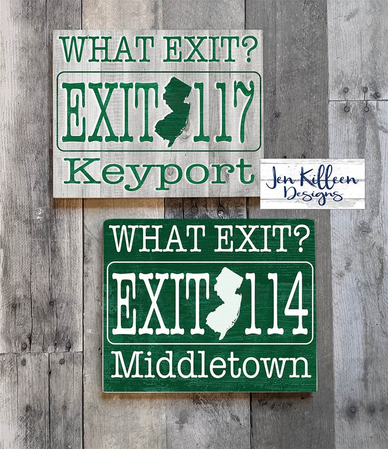 New Jersey Parkway Exit Sign, Custom NJ Town Art, New Jersey Wall Decor ...