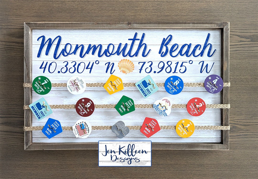 Custom Beach Badge Holder, Badge Collection Display With Custom Town ...