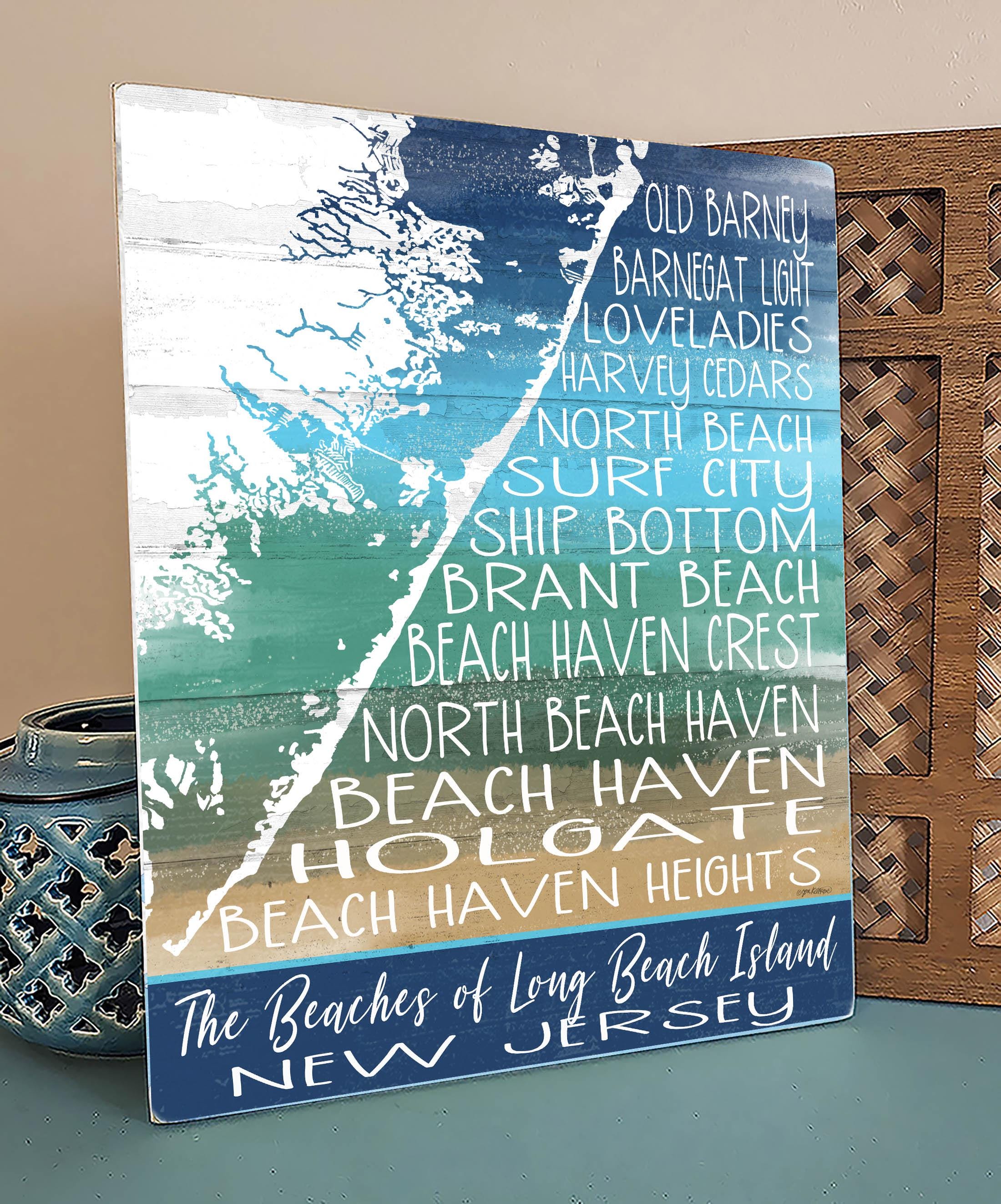 Long Beach Island Map Sign, Jersey Shore Beach Town Art, LBI Wall Decor ...
