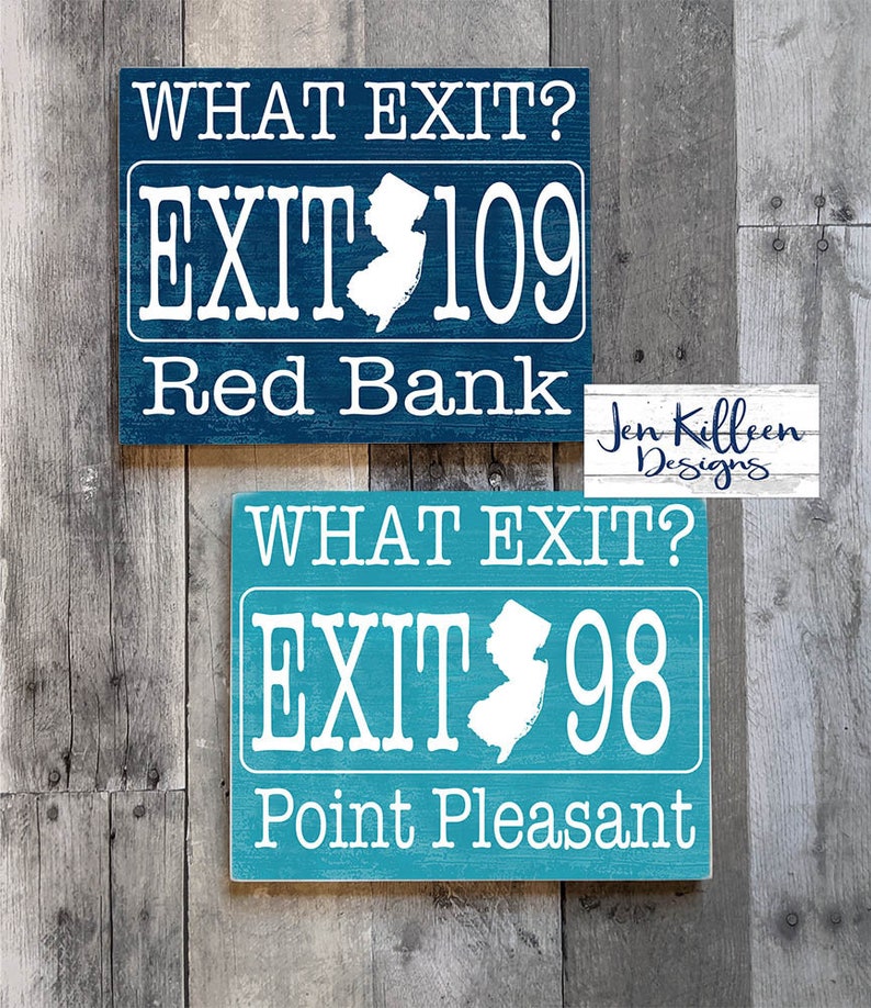 New Jersey Parkway Exit Sign, Custom NJ Town Art, New Jersey Wall Decor ...