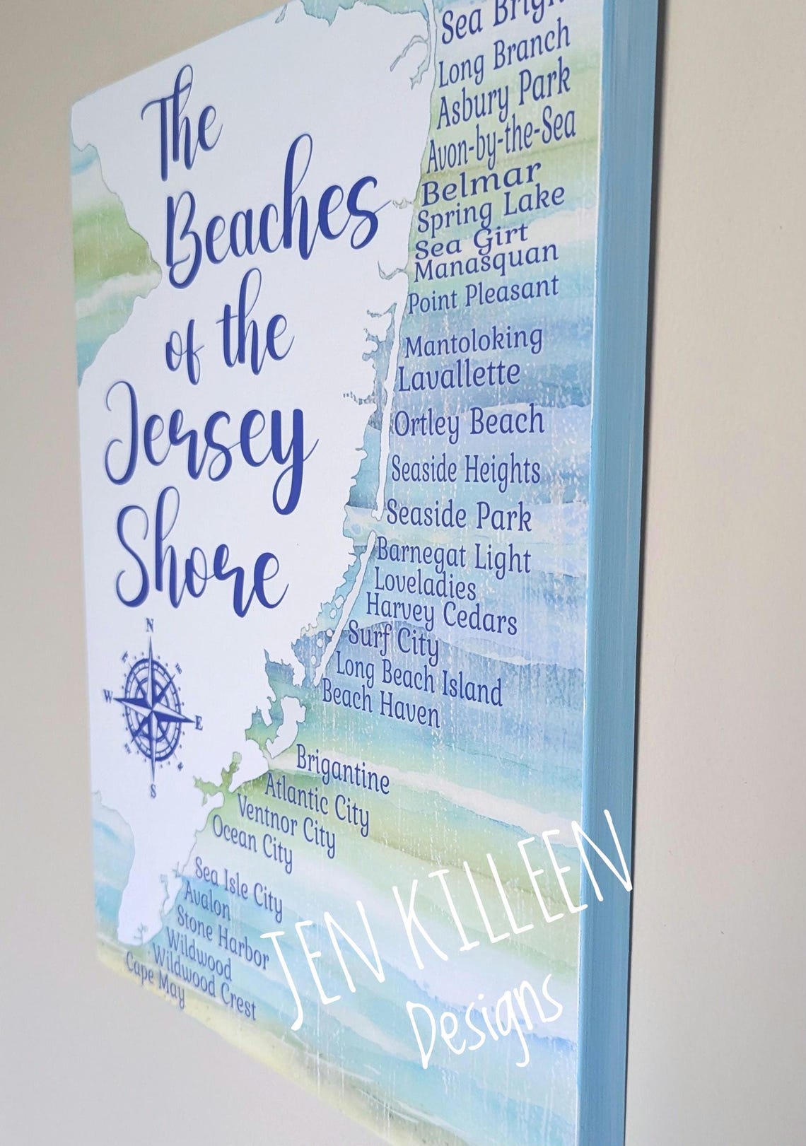 Beaches of THE JERSEY SHORE Map, New Jersey Beach Map, Jersey Shore Map ...