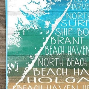 Long Beach Island Map Sign, Jersey Shore Beach Town Art, LBI Wall Decor ...