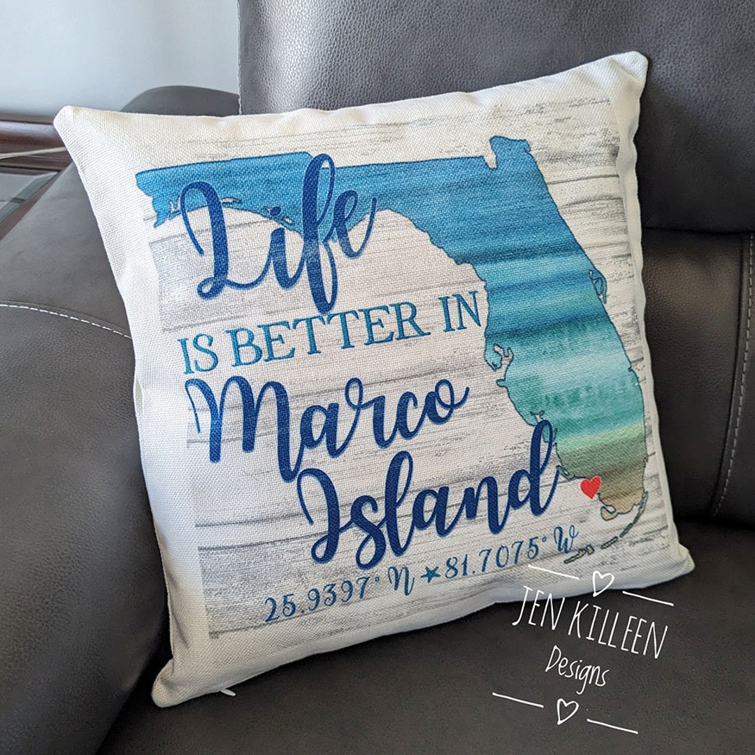 Marco Island Pillow, Florida Home Decor, Florida Gifts, Coastal ...