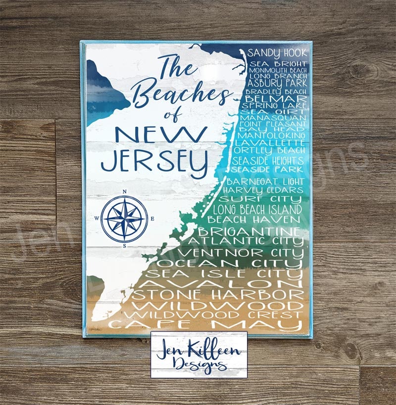 Jersey Shore Map Jersey Shore New Jersey, Barrel End Map Art