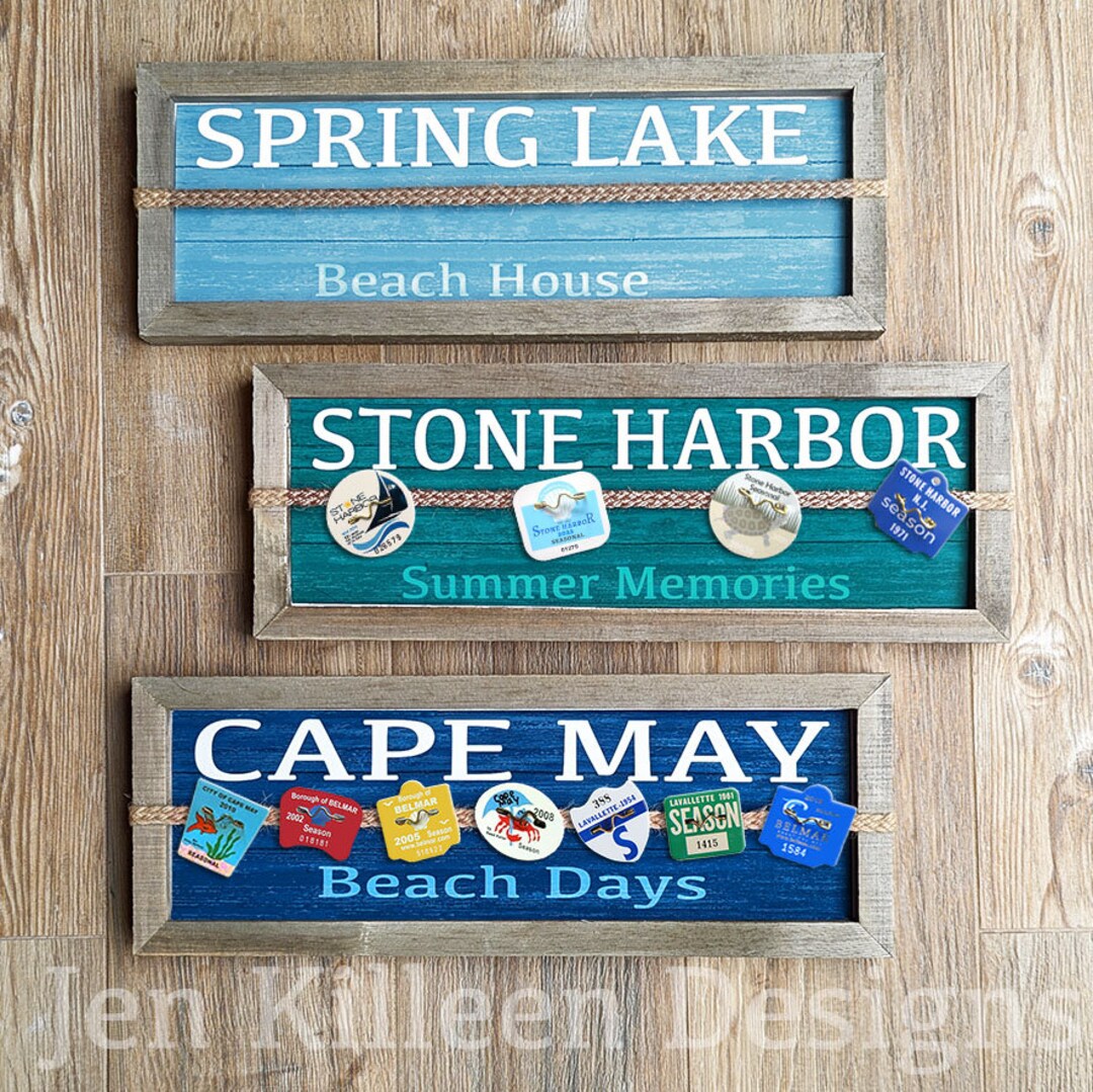 Beach Badge Holder With Custom Town, 15" Beach Badge Collection Holder ...
