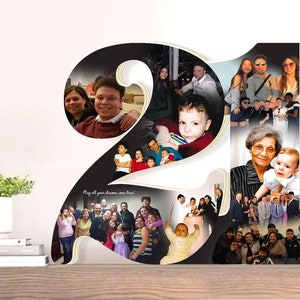 21st Birthday Decorations, Unique Photo Gift, Number Photo Collage, 21 ...