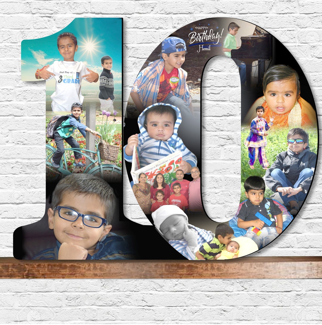 10th Birthday, Custom Photo Collage, Photo Gift, Photo Collage, Wooden ...