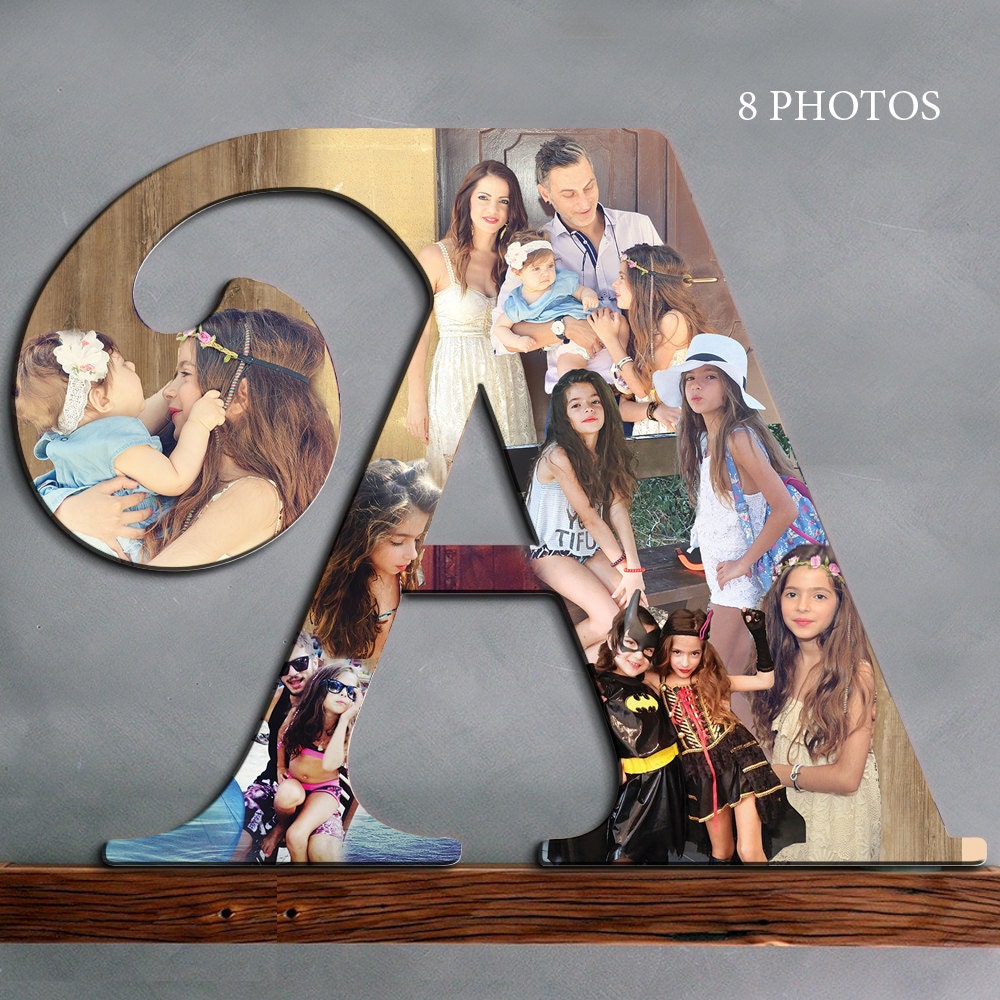 Wooden Letter Custom Photo Collage Letter Wooden Letter | Etsy