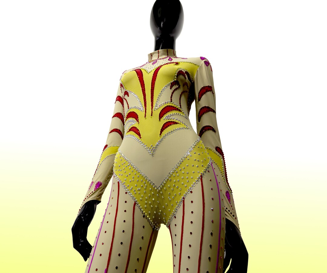 Rhinestone Bodysuit: Aerialist Dance Catsuit, Showgirl Costume - Etsy