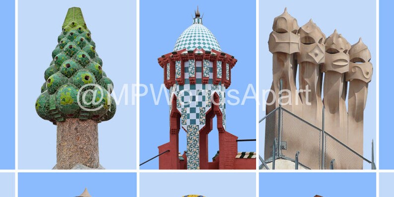 Chimney Pots & Tops, ANTONI GAUDI, Barcelona, Barcelona Art Print, City ...
