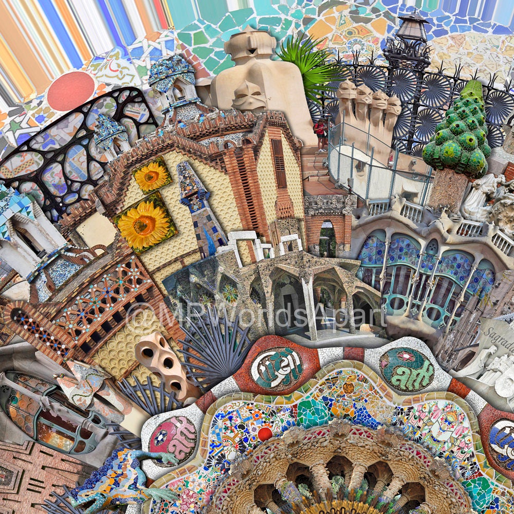 The Best of GAUDI in One Image Barcelona Catalonia Travel - Etsy