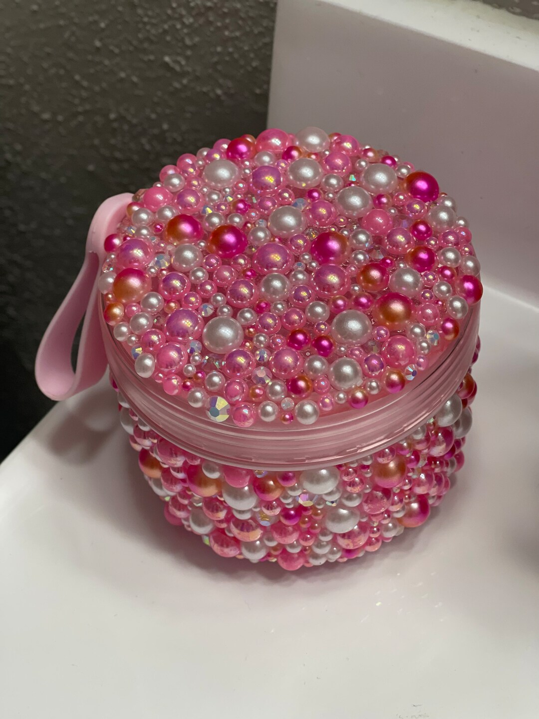 Bling Denture Bath: Pink Pearl Travel Denture Case - Etsy
