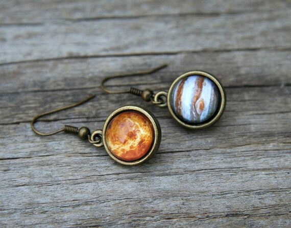 Jupiter and Venus Earrings Jupiter Earrings Planet Earrings | Etsy