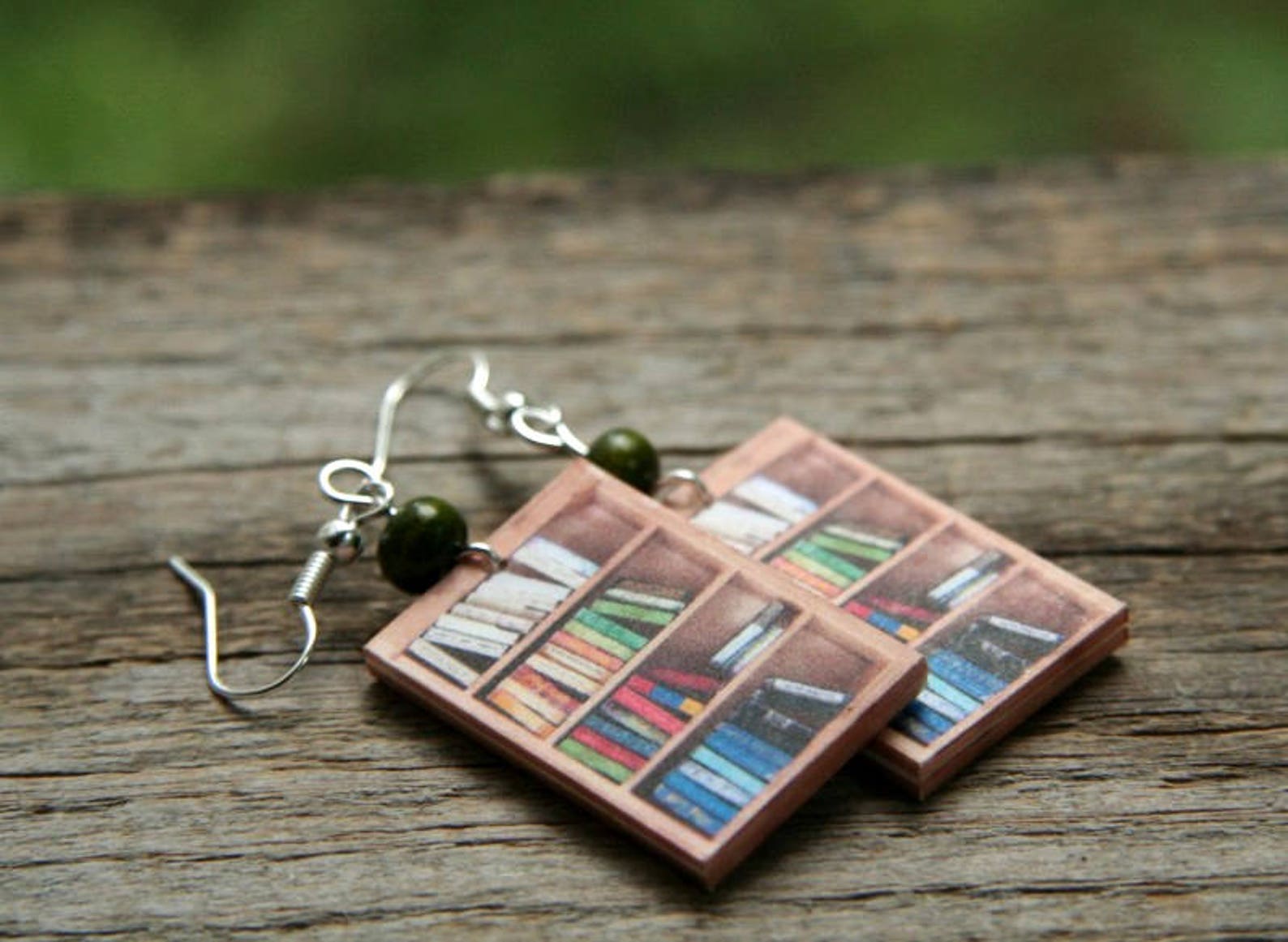 Miniature Book Shelf Earrings Book Earrings Reader Earrings | Etsy