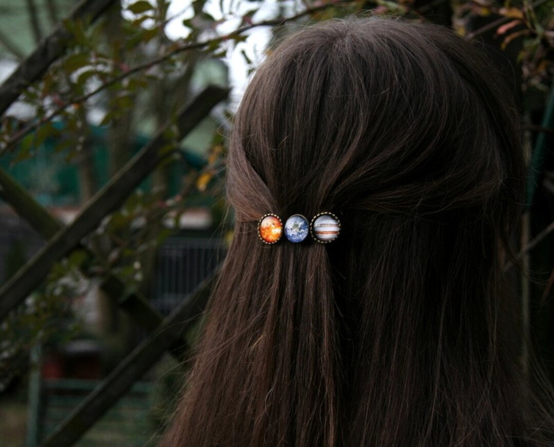 Planet Barrette, Hair Clip With Planets, Solar System Barrette, Solar ...