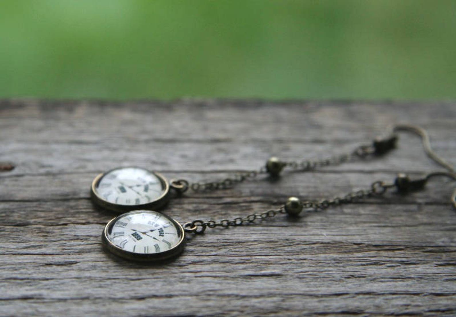 Clock Earrings Glass Earrings Retro Clock Earrings Antique - Etsy