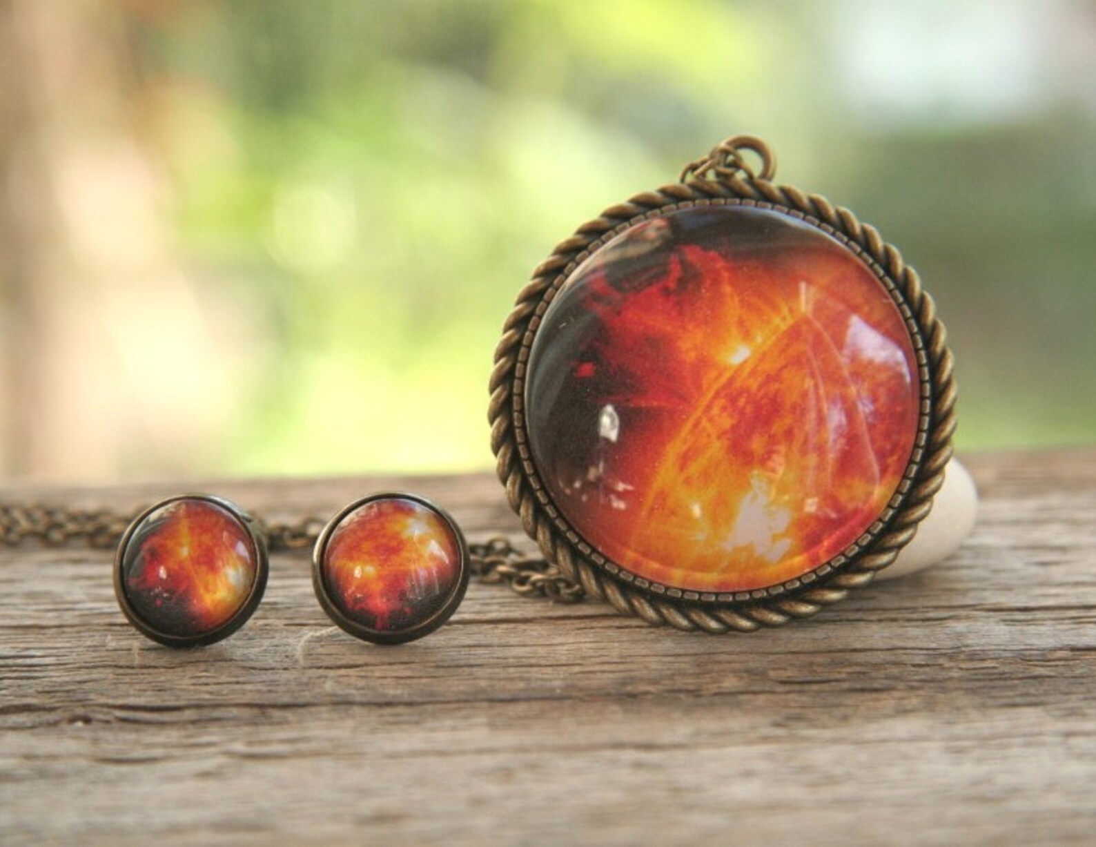 Solar System Jewelry Set, Sun Pendant, Solar Pendant, Solar Earrings ...