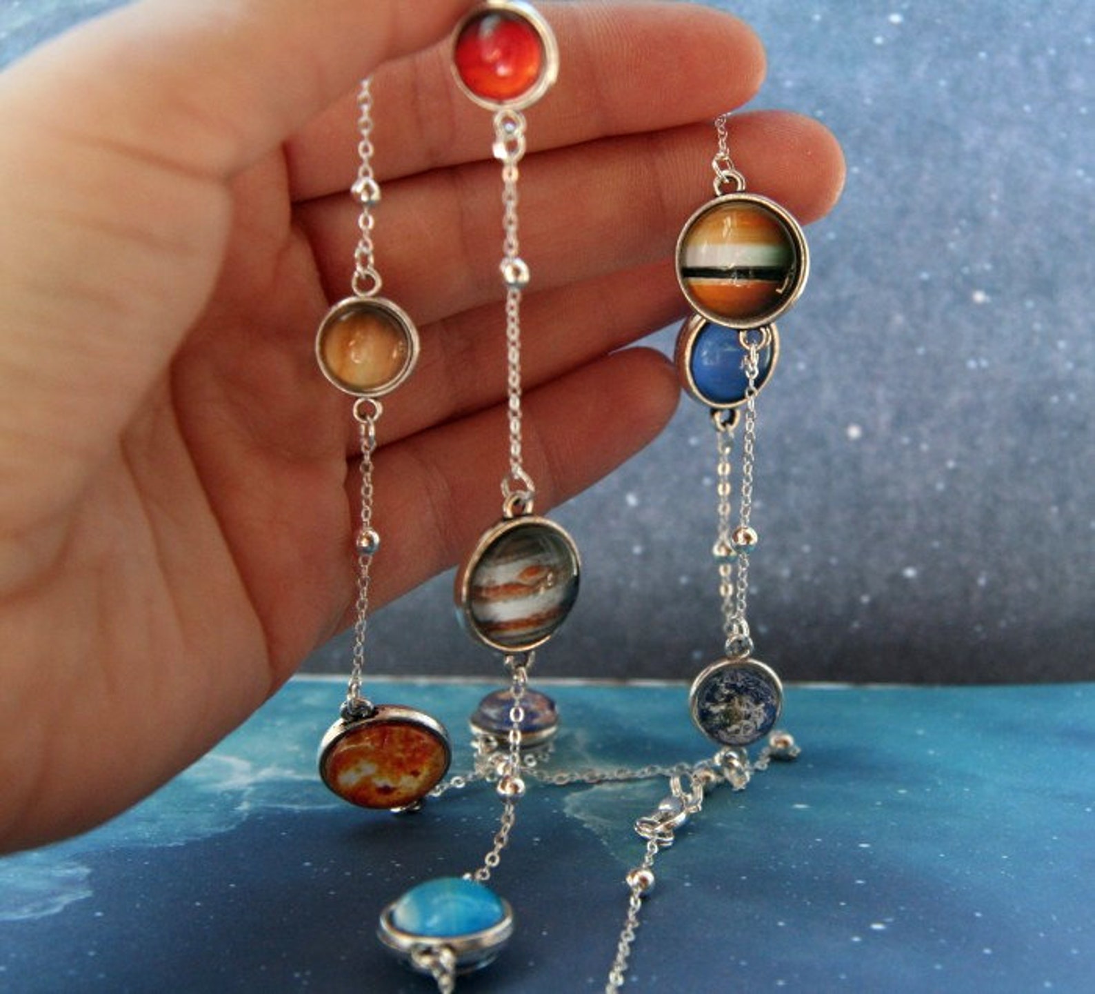 Planet Necklace Necklace With Planets Solar System Necklace - Etsy