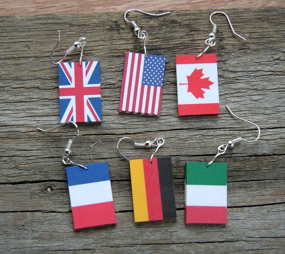 Flag Earrings, Any Flag, American Flag, German Flag, English Flag ...