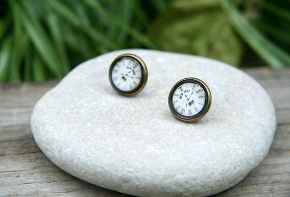 Clock Earrings Retro Clock Watch Earrings Clock Studs | Etsy