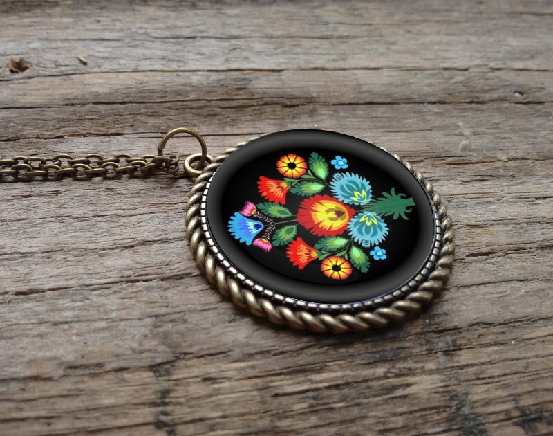Polish Folk Pendant Polish Folk Jewelry Black Folk Pendant - Etsy