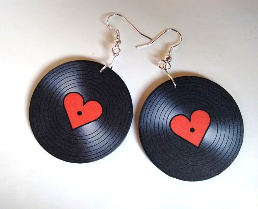 Vinyl Record Earrings, Vinyl Decoupage Earrings, Retro Earrings ...