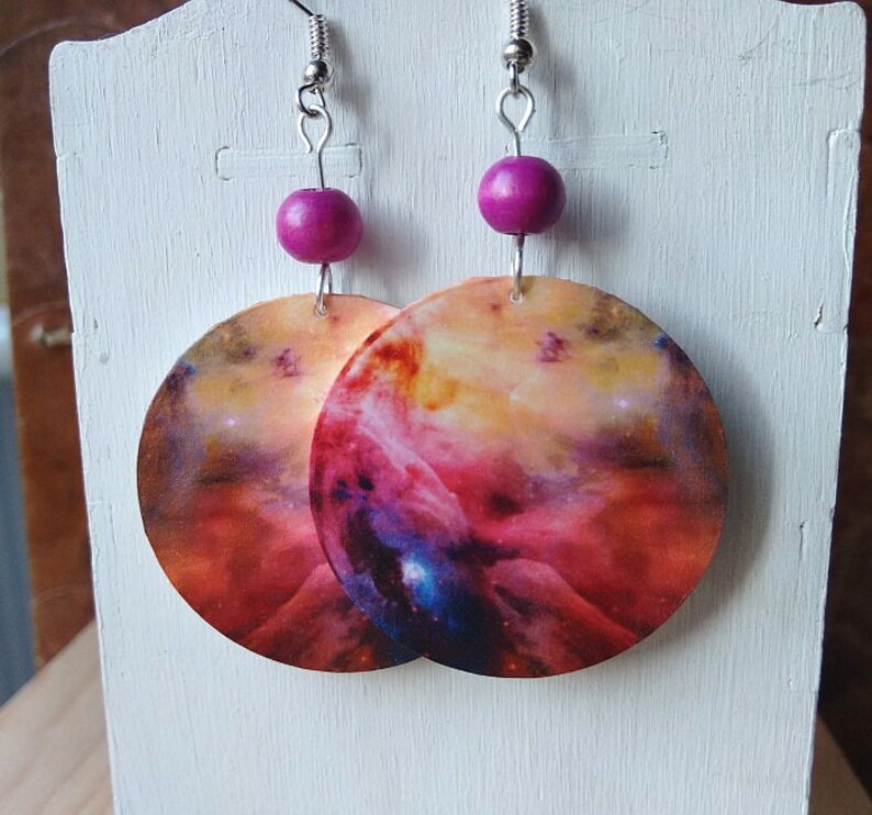 Galaxy Nebula Earrings Pink Nebula Star Earring Nebula | Etsy