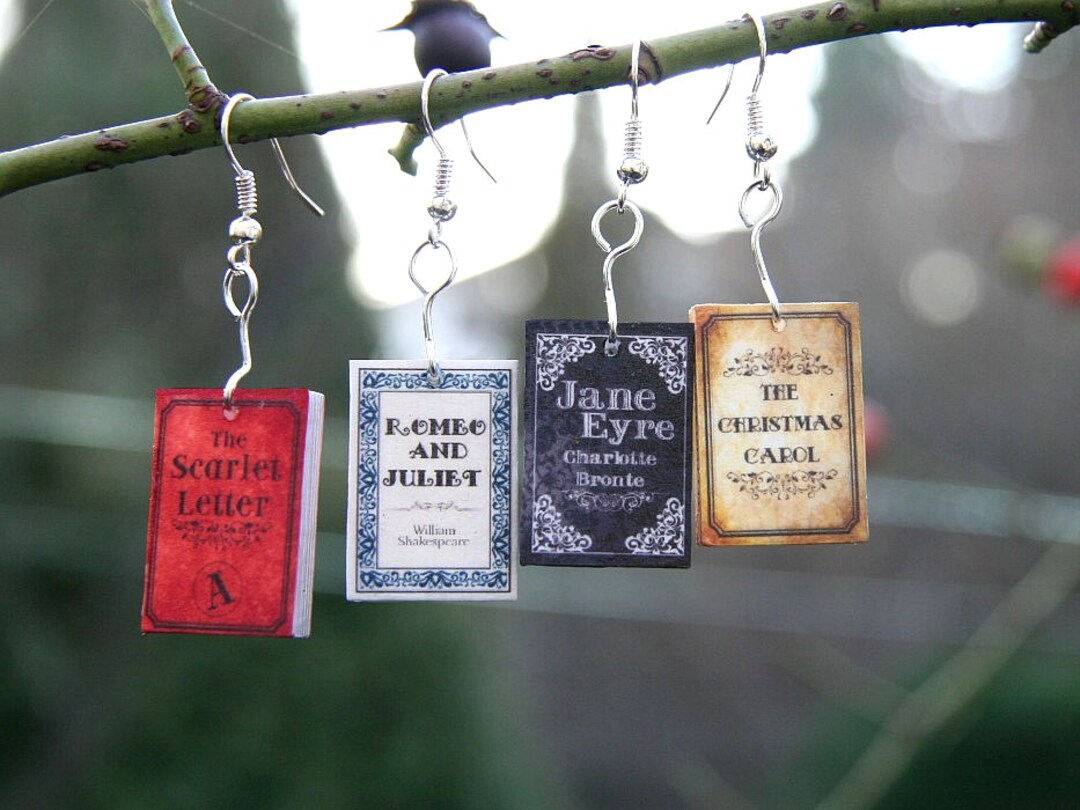 Miniature Book Earrings, Classic Novel Earrings, Book Jewelry, Novel ...