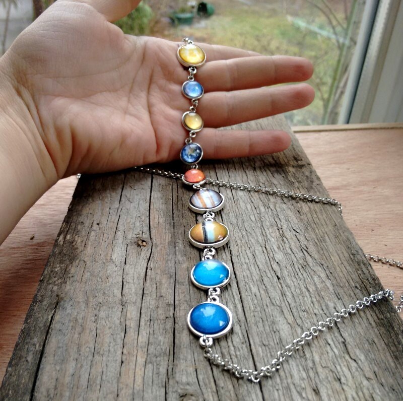 Planet Necklace Necklace With Planets Solar System Necklace | Etsy