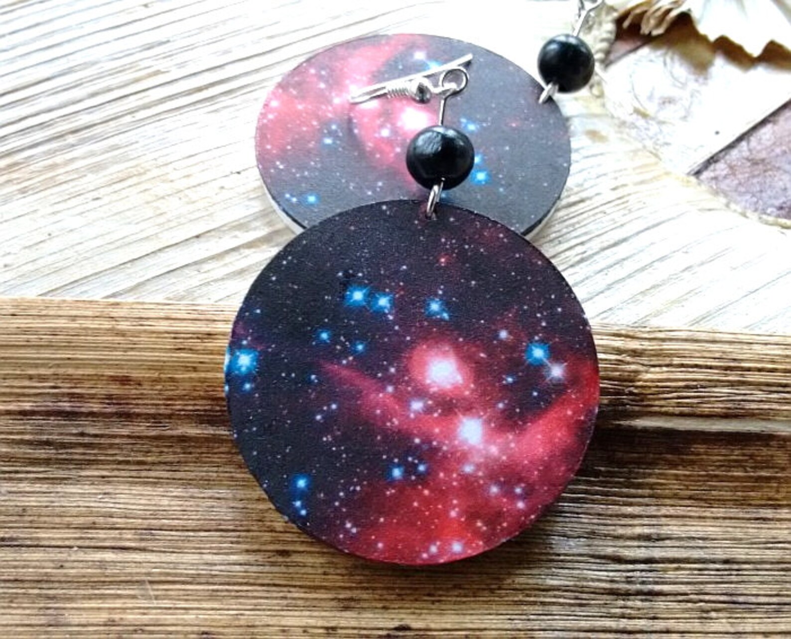 Galaxy Nebula Earrings Red Nebula Red Stars Star Earring - Etsy