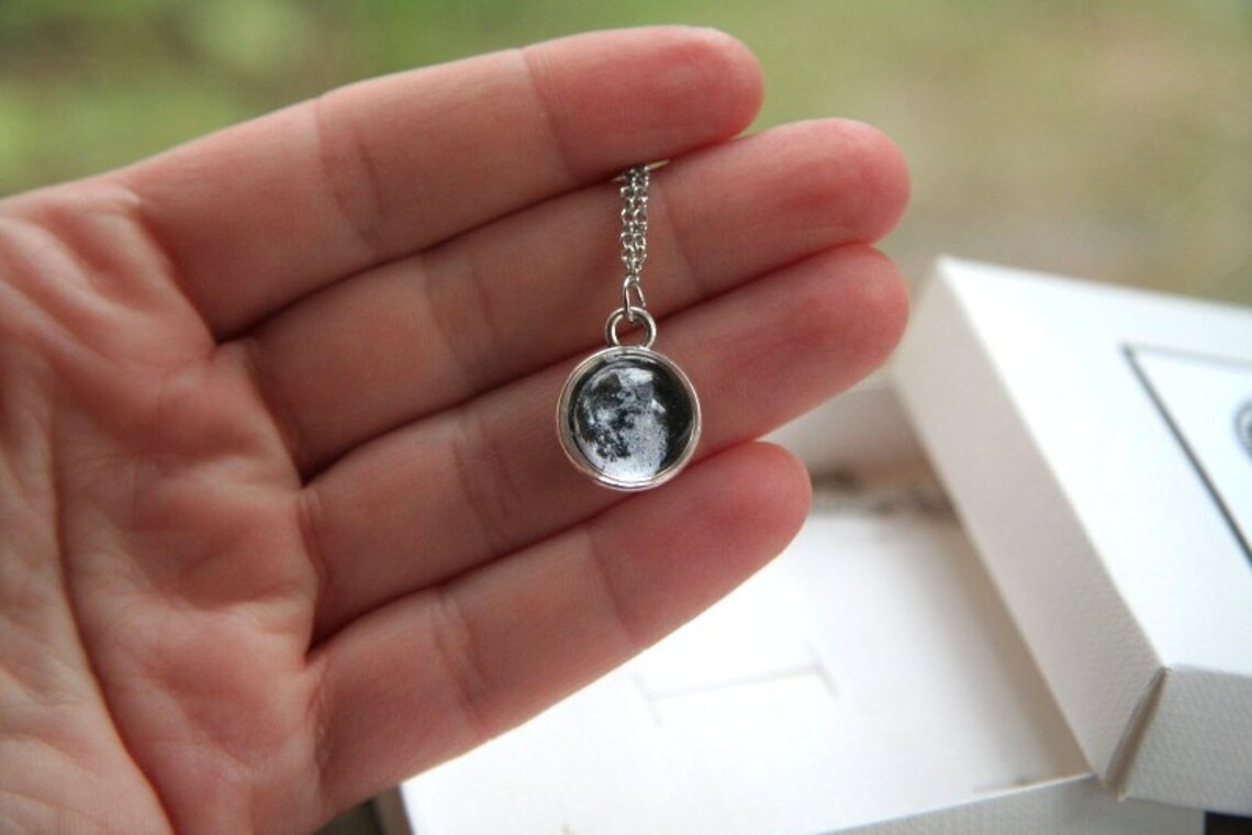 Moon Phases Pendant Moon on a Chain Moon Pendant Galaxy | Etsy