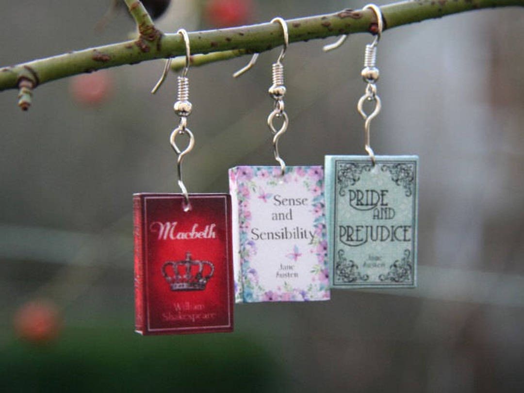 Miniature Book Earrings, Classic Novel Earrings, Book Jewelry, Novel ...