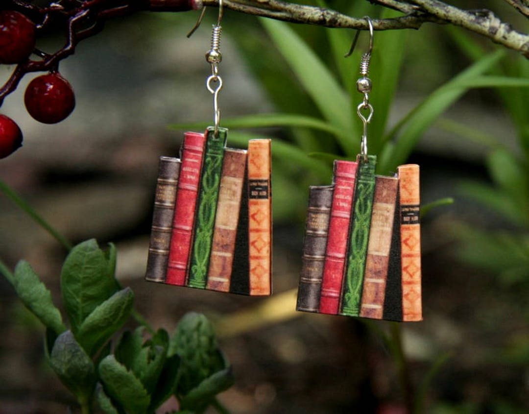 Miniature Book Earrings, Book Spines Earrings, Classic Novel Earrings ...