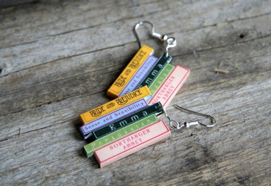 Miniature Book Earrings, Jane Austen Book Set, Classic Novel Earrings ...