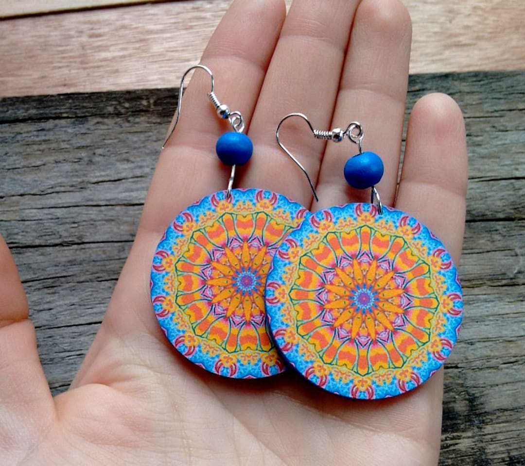 Ethnic Mandala, Mayan Mandala, Decoupage Earrings, Ethnic Earrings ...