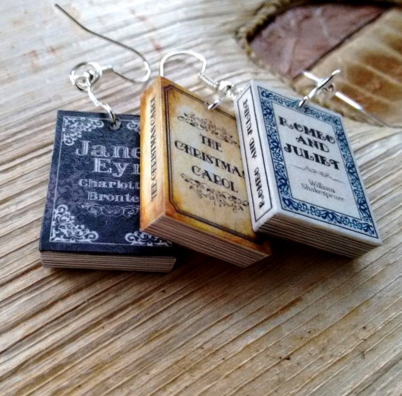 Miniature Book Earrings, Classic Novel Earrings, Book Jewelry, Novel ...