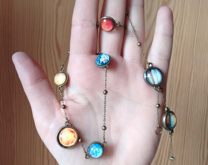 Planet Necklace, Necklace With Planets, Solar System Necklace, Solar ...