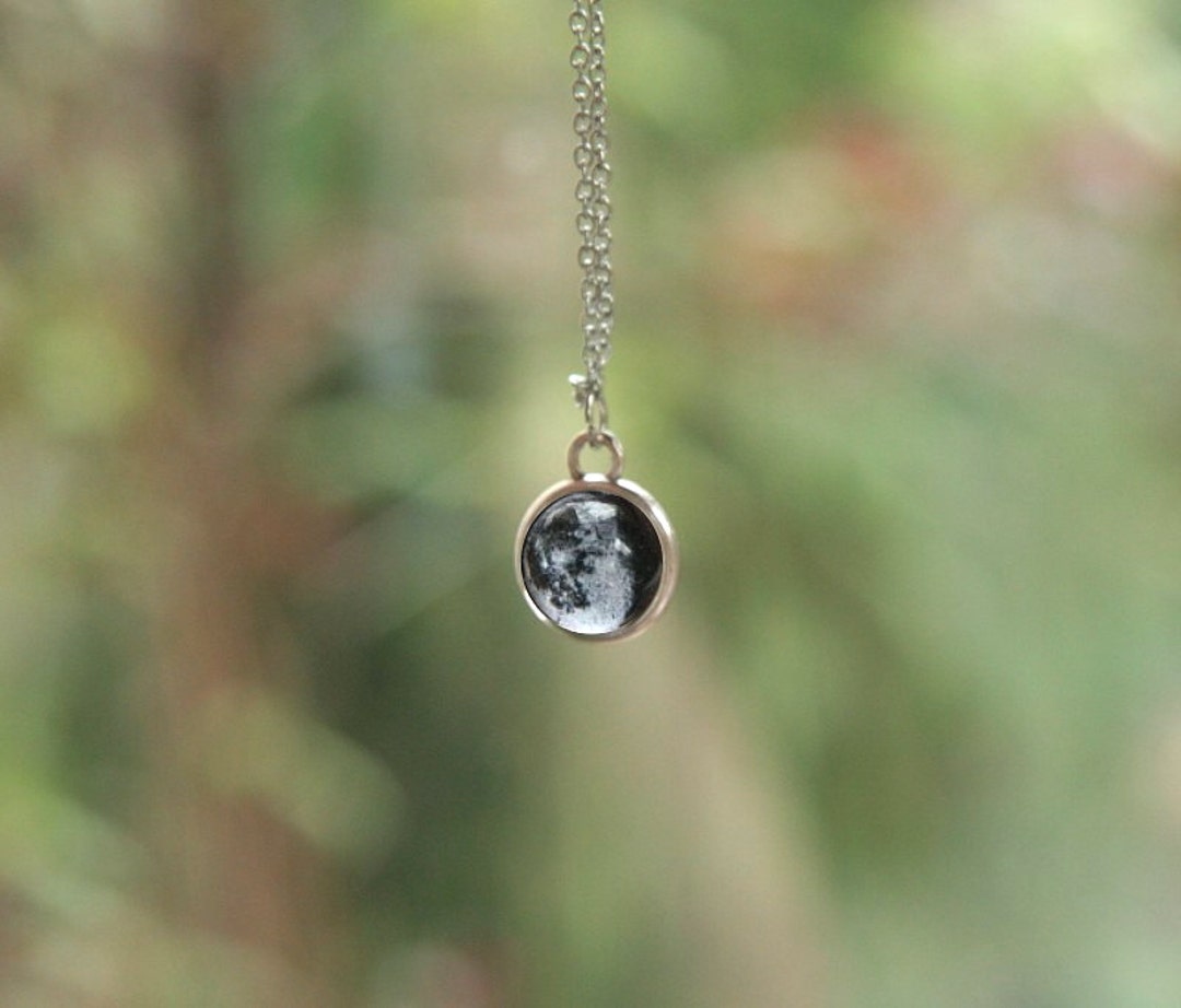 Moon Phases Pendant, Moon on a Chain, Moon Pendant, Galaxy Pendant ...