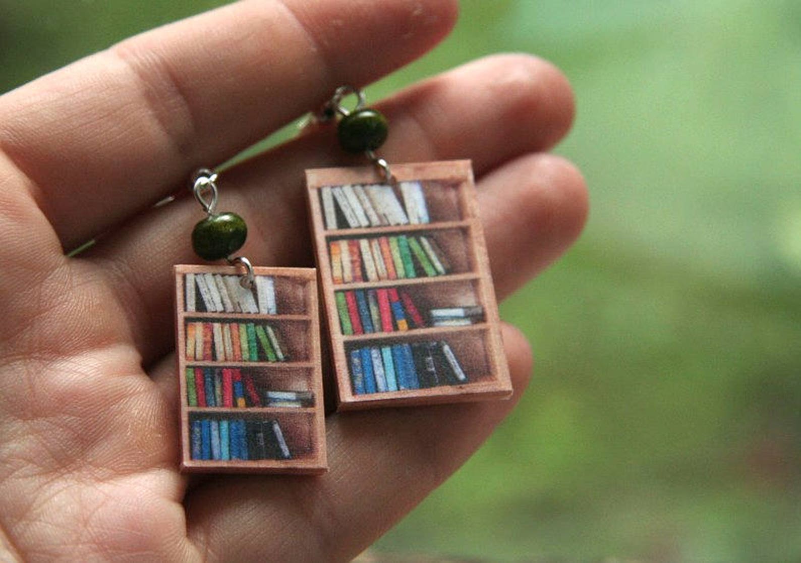 Miniature Book Shelf Earrings, Book Earrings, Reader Earrings, Book ...