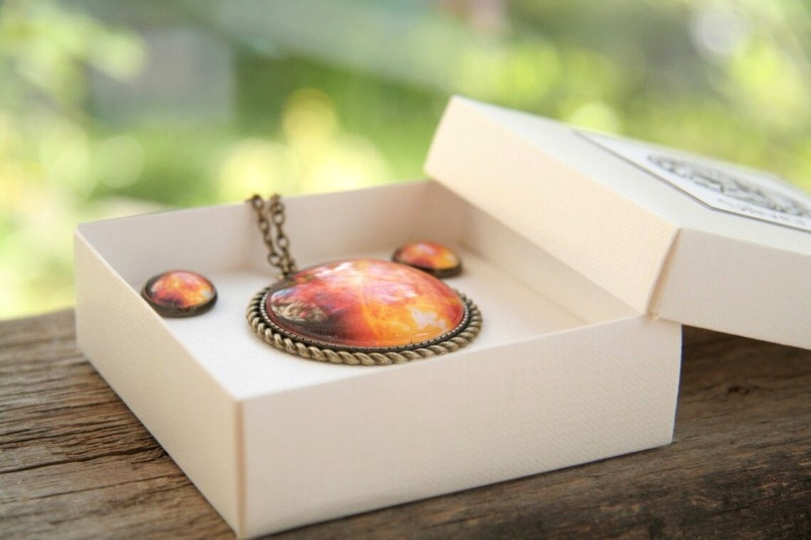 Solar System Jewelry Set, Sun Pendant, Solar Pendant, Solar Earrings ...